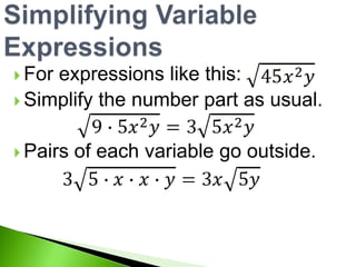 7.2 simplifying radicals | PPTX