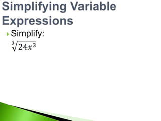 7.2 simplifying radicals | PPTX