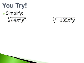 7.2 simplifying radicals | PPTX