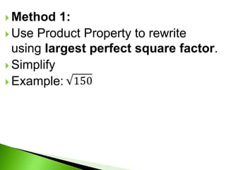 7.2 simplifying radicals | PPTX