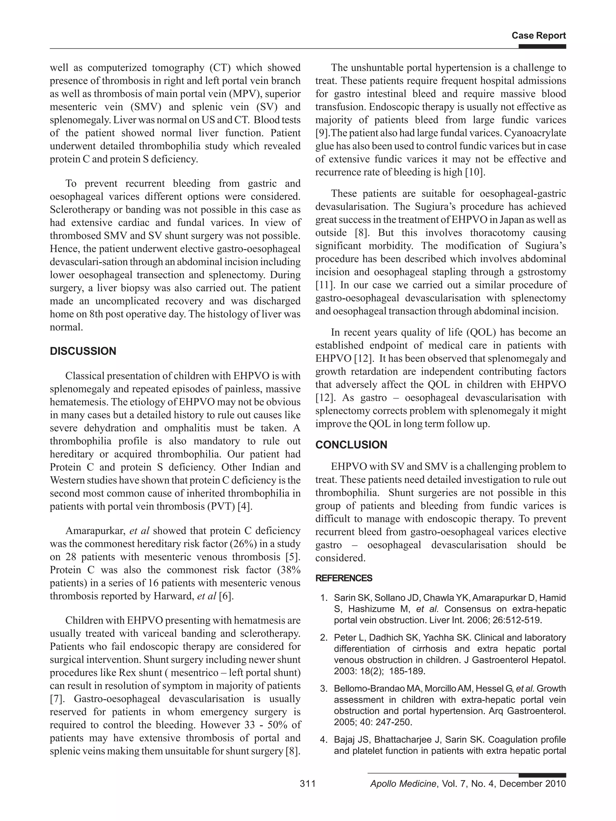 Extra Hepatic Portal Vein Obstruction (EHPVO) with Extensive Mesenteric ...
