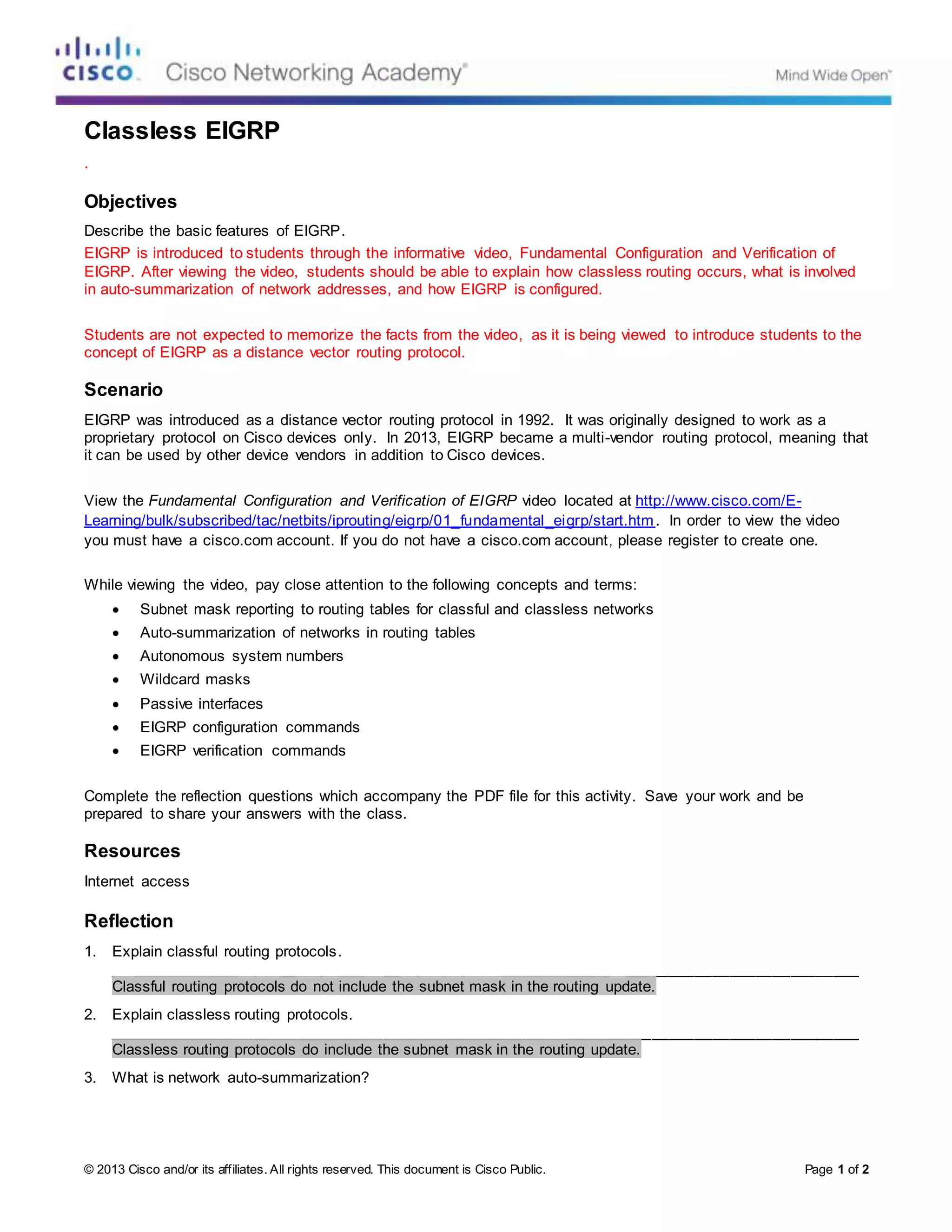 7.0.1.2 classless eigrp instructions ig | DOCX