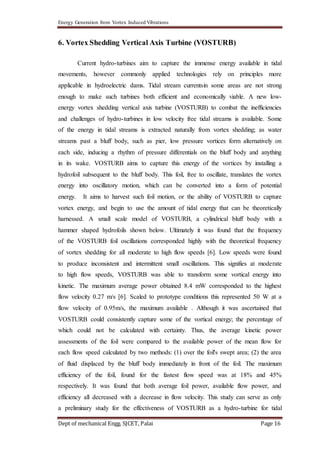 Energy generation from vortex induced vibrations report | DOCX | Physics | Science