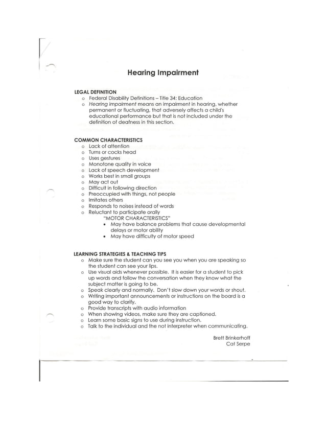 8-14 Disability Presentation Handouts | PDF