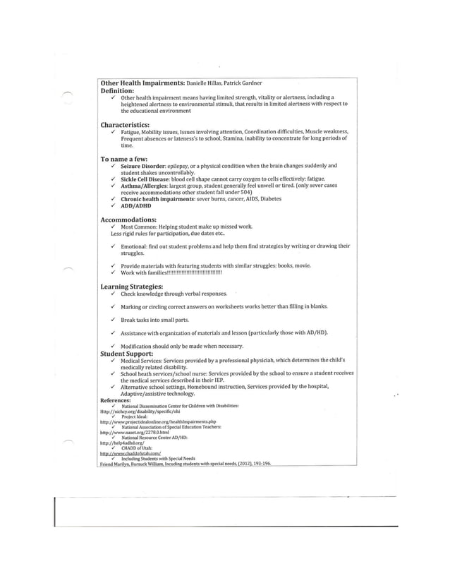 8-14 Disability Presentation Handouts | PDF