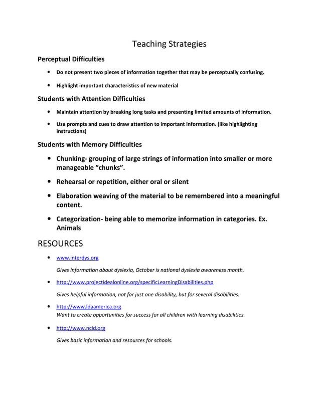 8-14 Disability Presentation Handouts | PDF