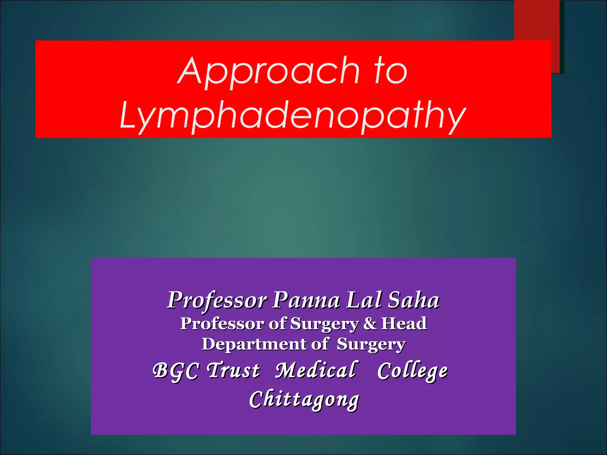 Management of Lymphadenopathy | PPT