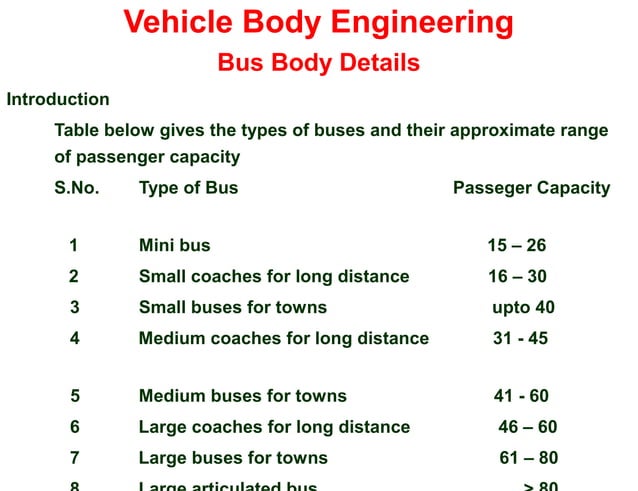 Vehicle Body Engineering Bus Body Details | PPT | Auto Type | Automotive