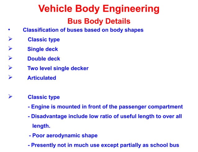 Vehicle Body Engineering Bus Body Details | PPT | Auto Type | Automotive