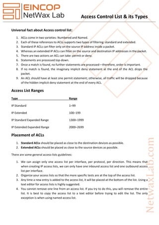 Access Control List & its Types | PDF