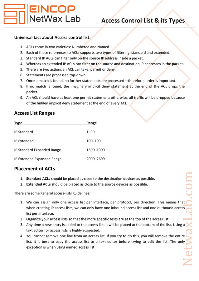 Access Control List & its Types | PDF