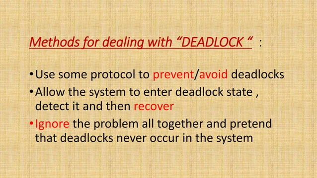 deadlock handling | PPTX | Databases | Computer Software and Applications