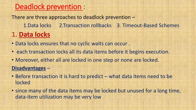 deadlock handling | PPTX | Databases | Computer Software and Applications
