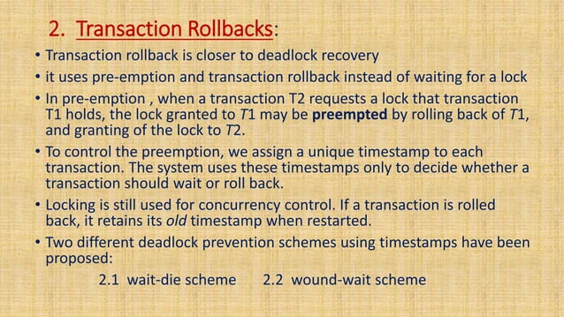 deadlock handling | PPTX | Databases | Computer Software and Applications