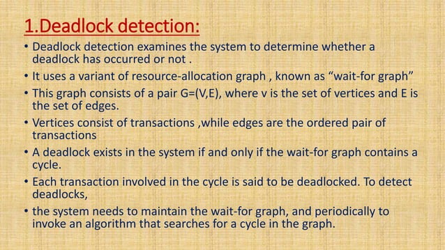deadlock handling | PPTX | Databases | Computer Software and Applications