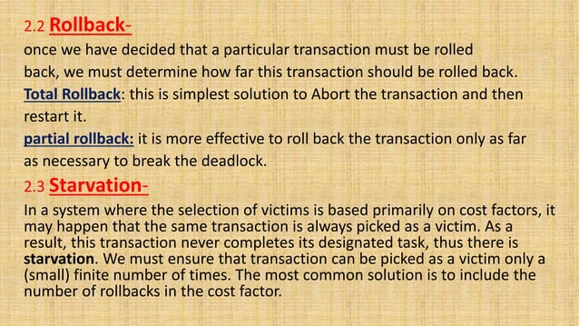deadlock handling | PPTX | Databases | Computer Software and Applications