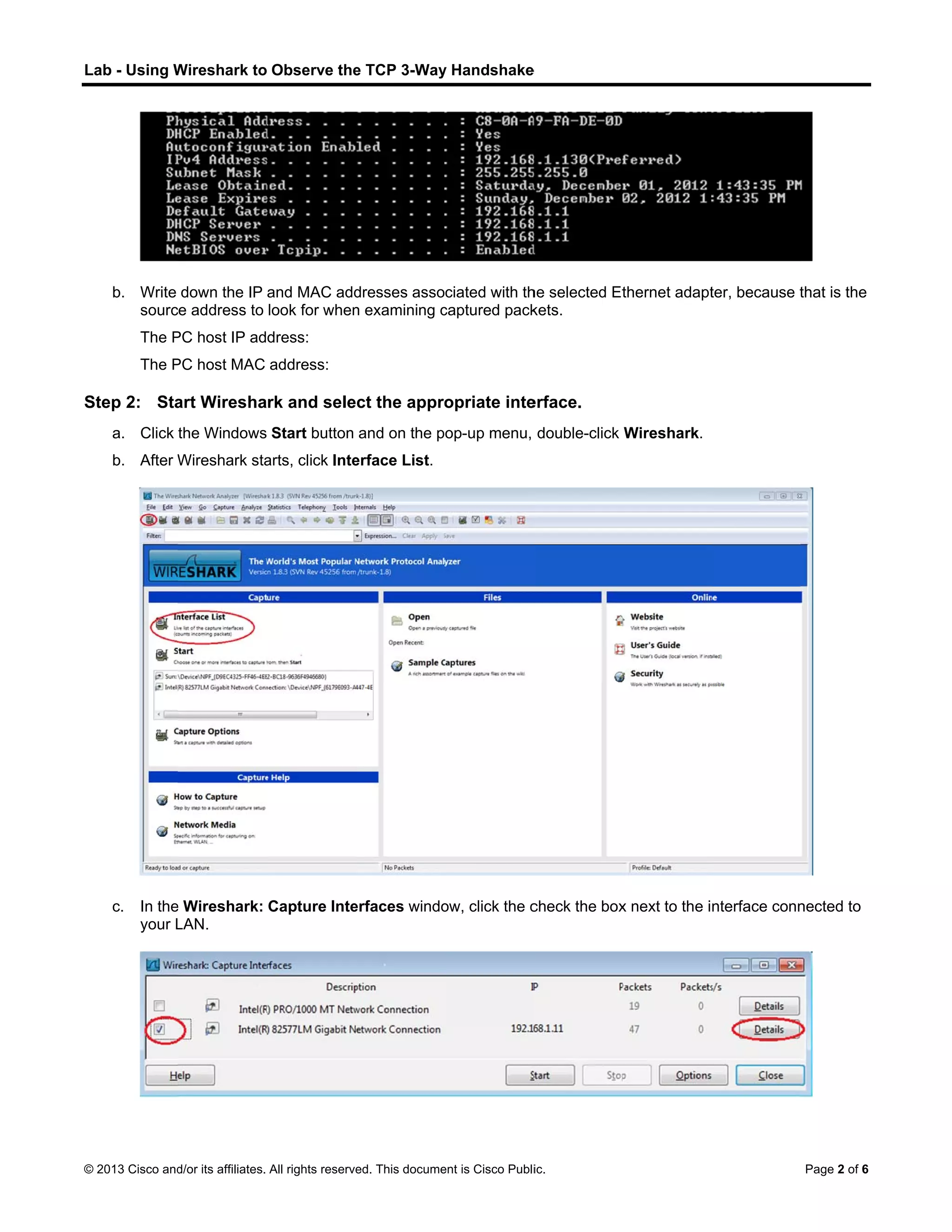 7218 Lab Using Wireshark To Observe The Tcp 3 Way Handshake Pdf