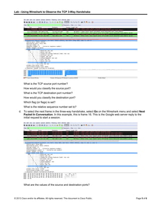 7.2.1.8 lab using wireshark to observe the tcp 3-way handshake | PDF