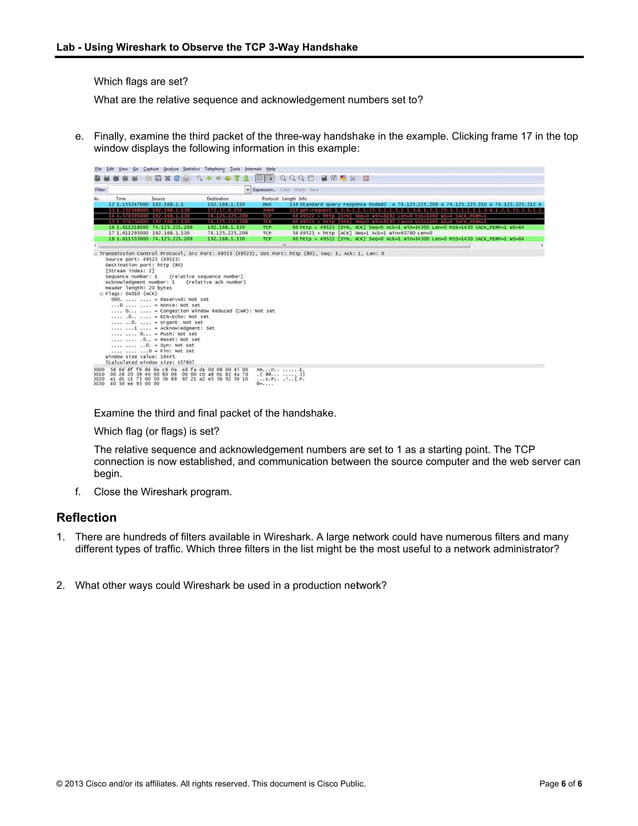7.2.1.8 lab using wireshark to observe the tcp 3-way handshake | PDF