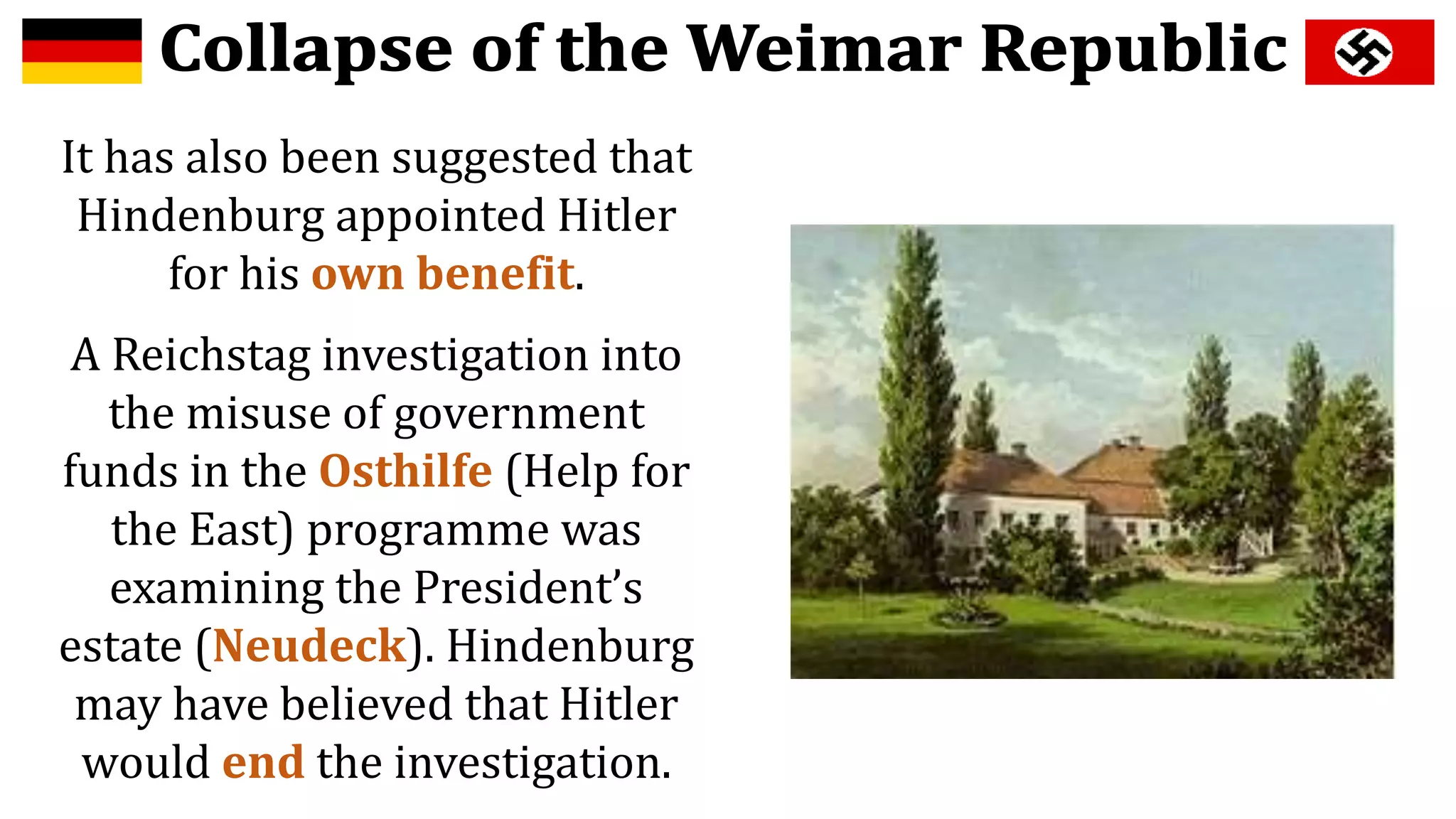 Collapse of the Weimar Republic - mistakes and weaknesses of nazi ...