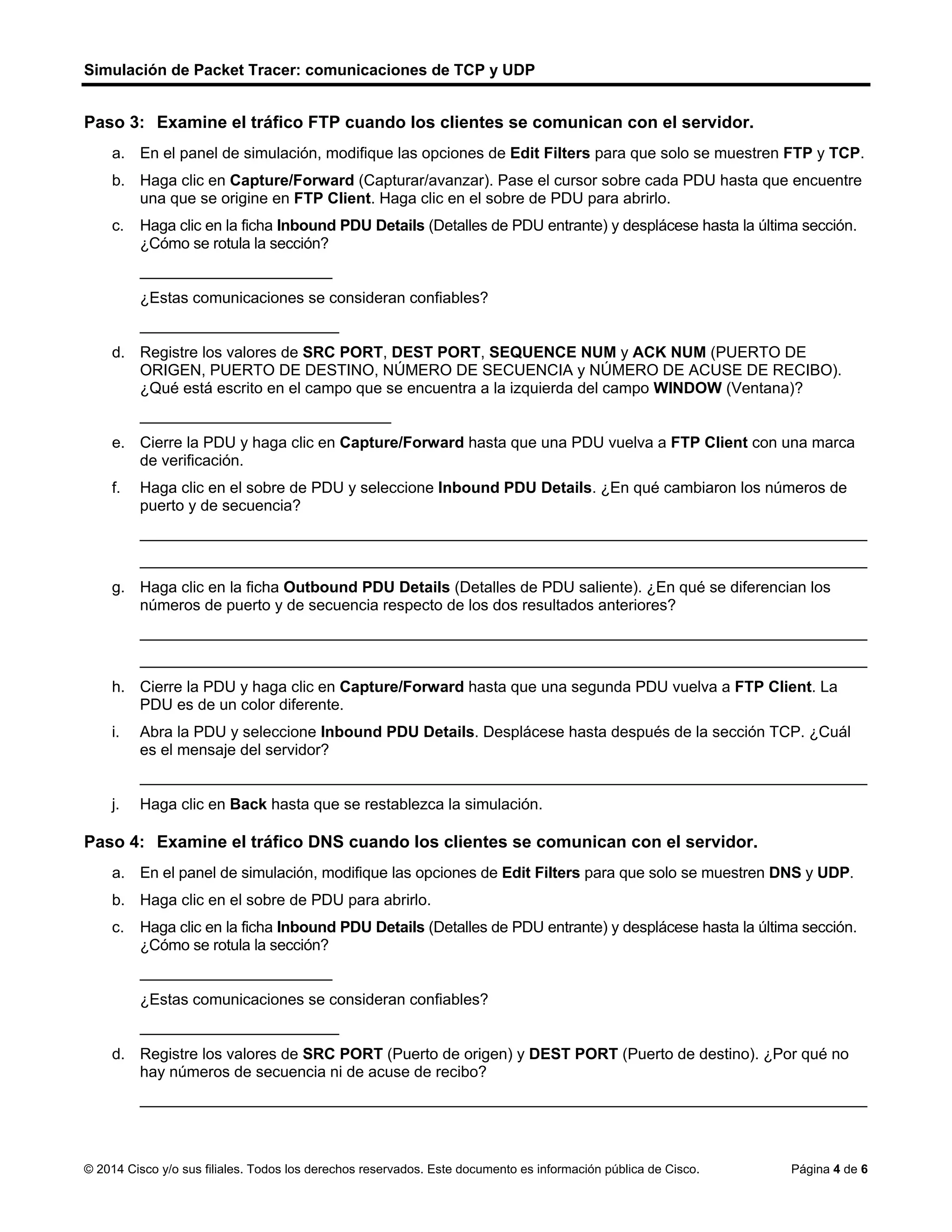 7 3 1 2 Packet Tracer Simulation Exploration Of Tcp And Udp