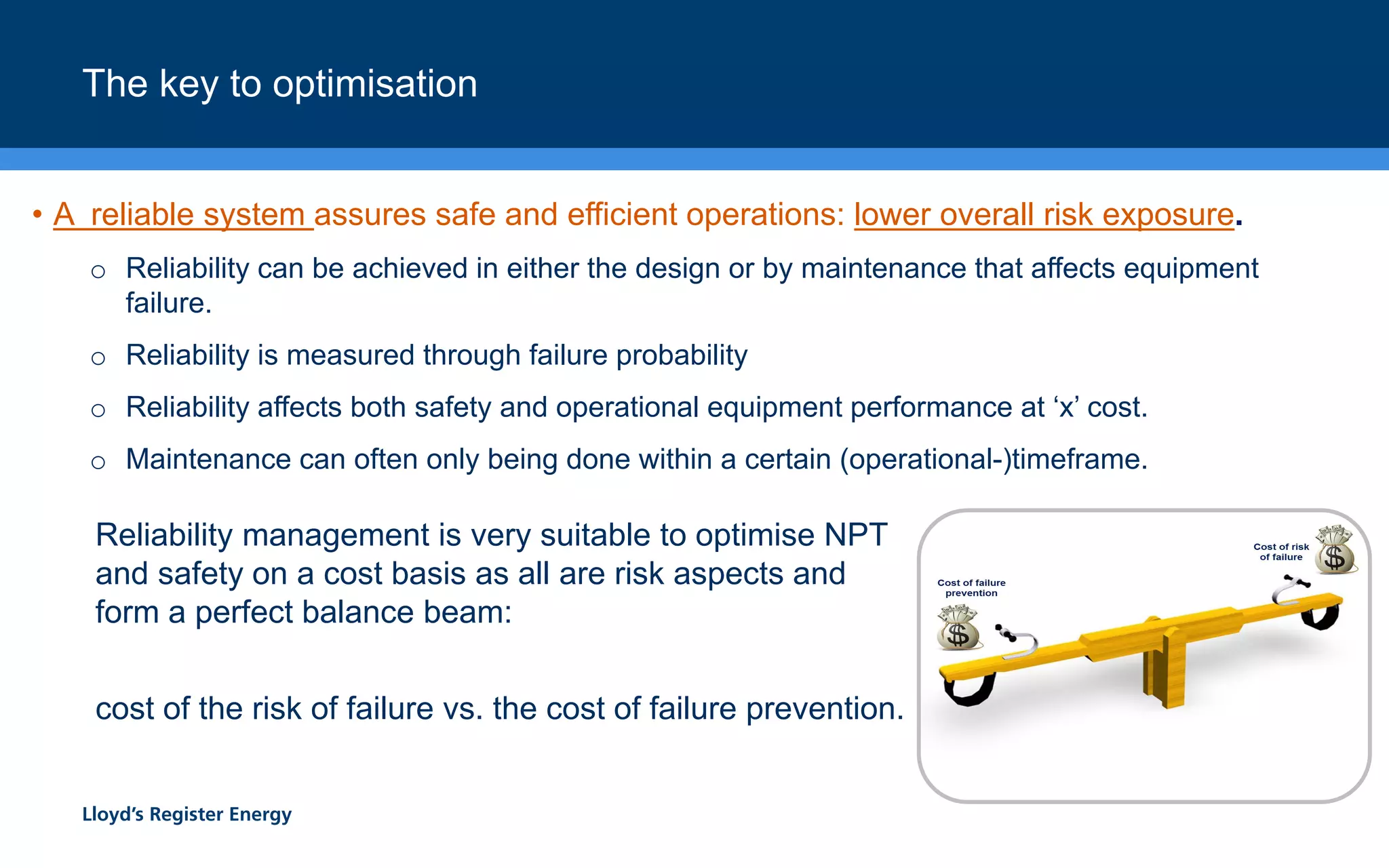Optimising equipment Safety, Operations and Cost performance | PPT