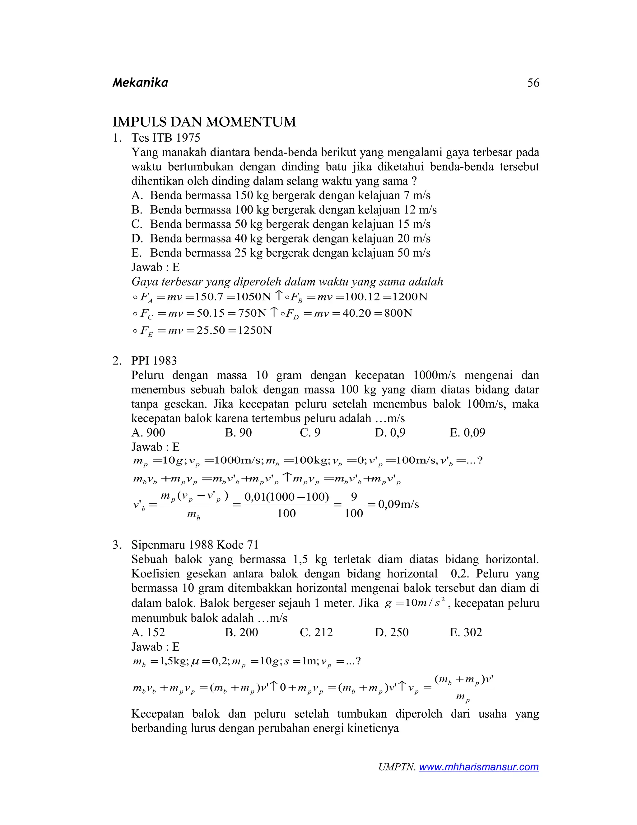 impuls dan momentum | PDF