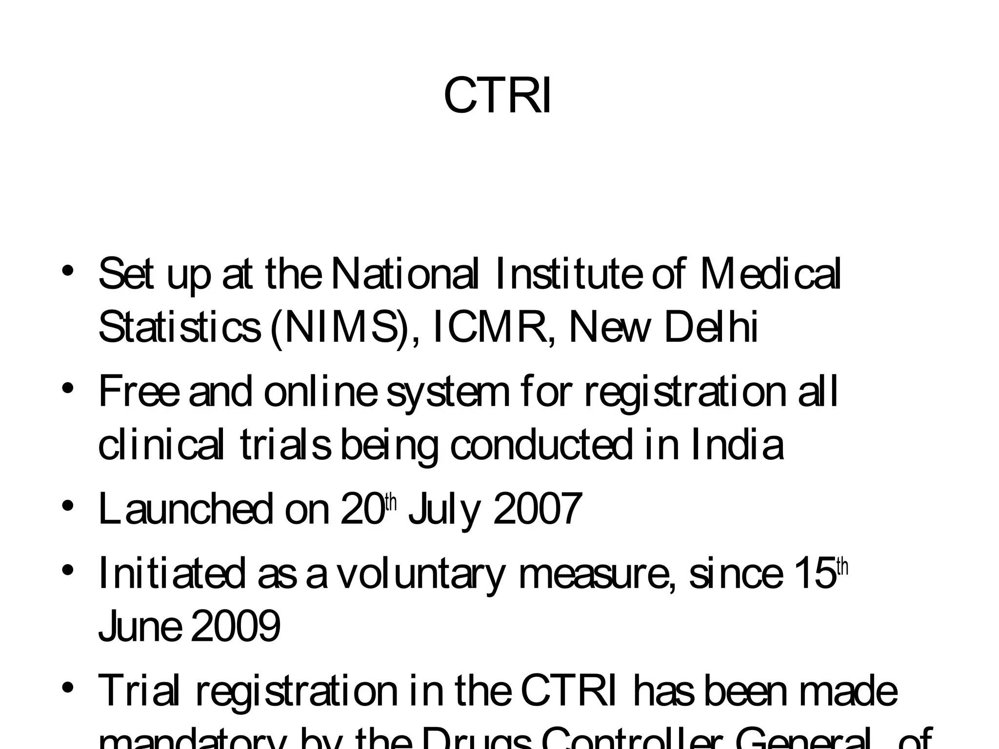 CLINICAL TRIAL REGISTRATION IN INDIA | PPT