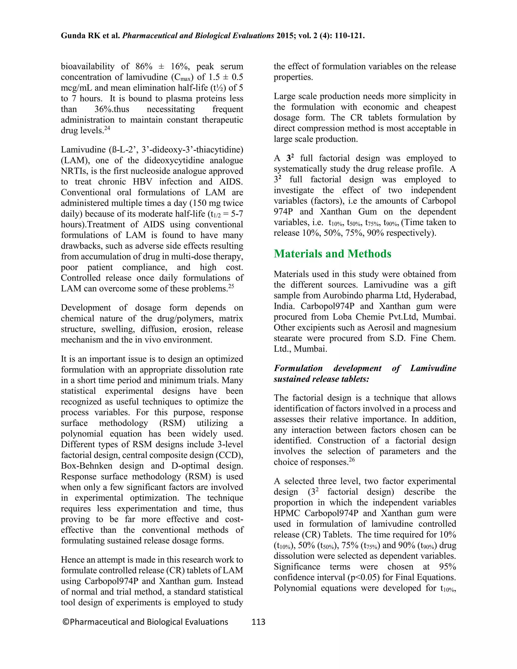 Design, Formulation and Evaluation of Lamivudine Controlled Release ...