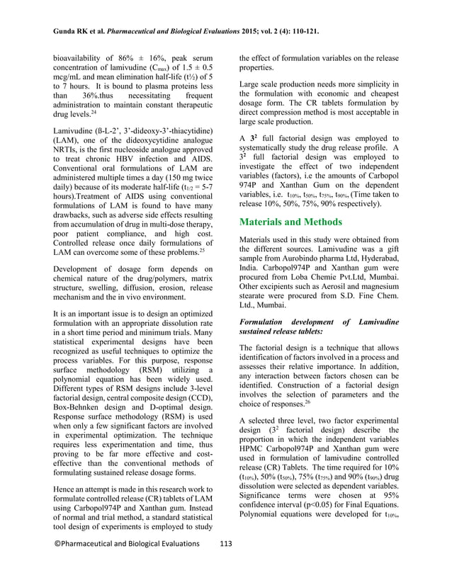 Design Formulation And Evaluation Of Lamivudine Controlled Release