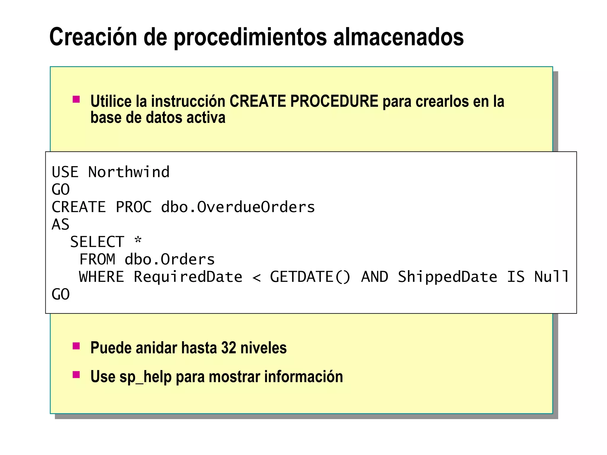procedimientos almacenados | PPT