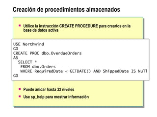 procedimientos almacenados | PPT