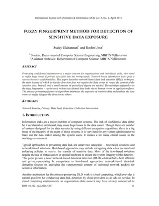 FUZZY FINGERPRINT METHOD FOR DETECTION OF SENSITIVE DATA EXPOSURE | PDF