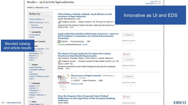 EBSCO Discovery Services: update and roadmap | PPT