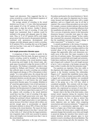 early orthodonatic treatment - treatment of crowding in the mixed ...