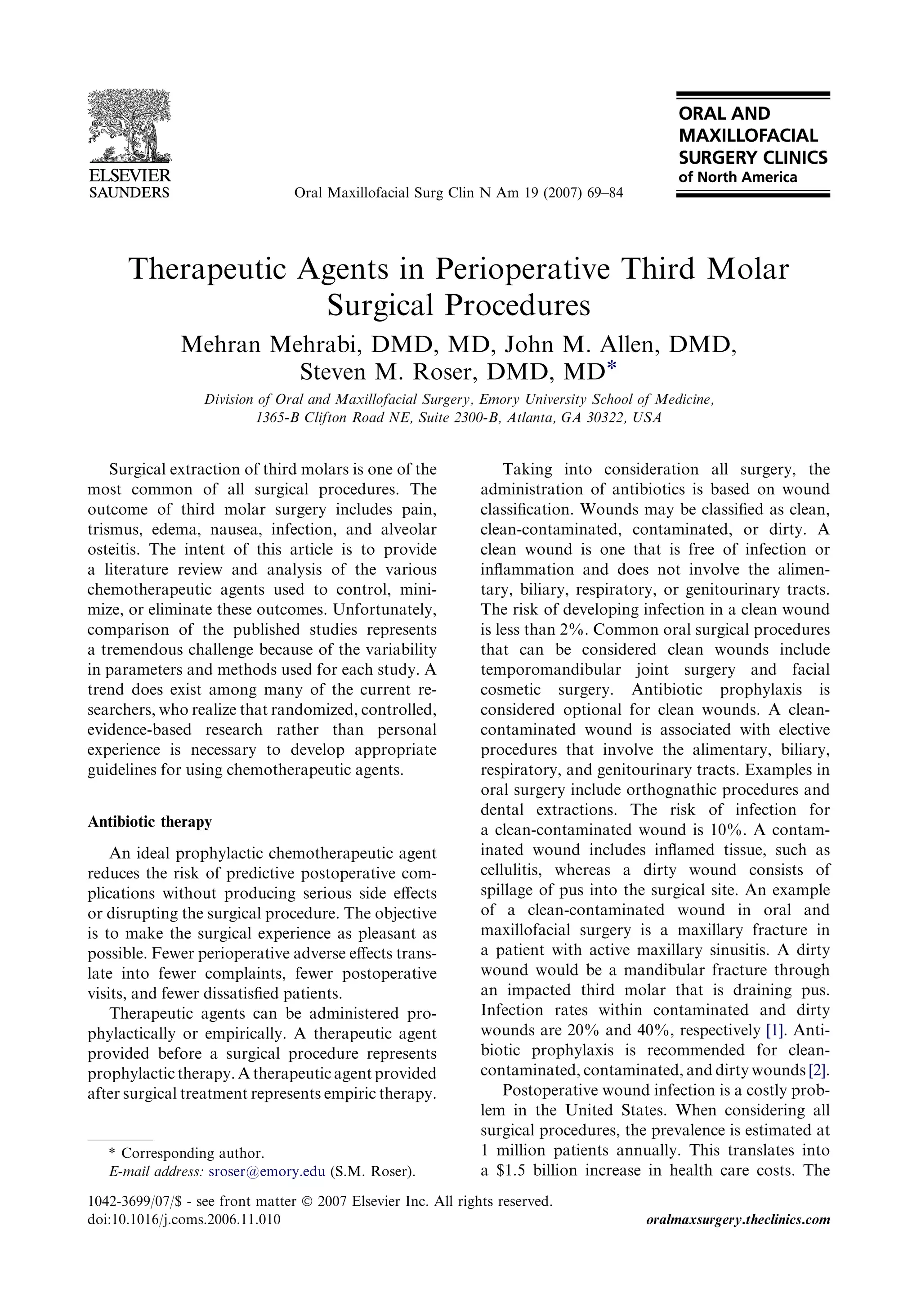 Therapeutic Agents in Perioperative Third Molar Surgical procedures | PDF