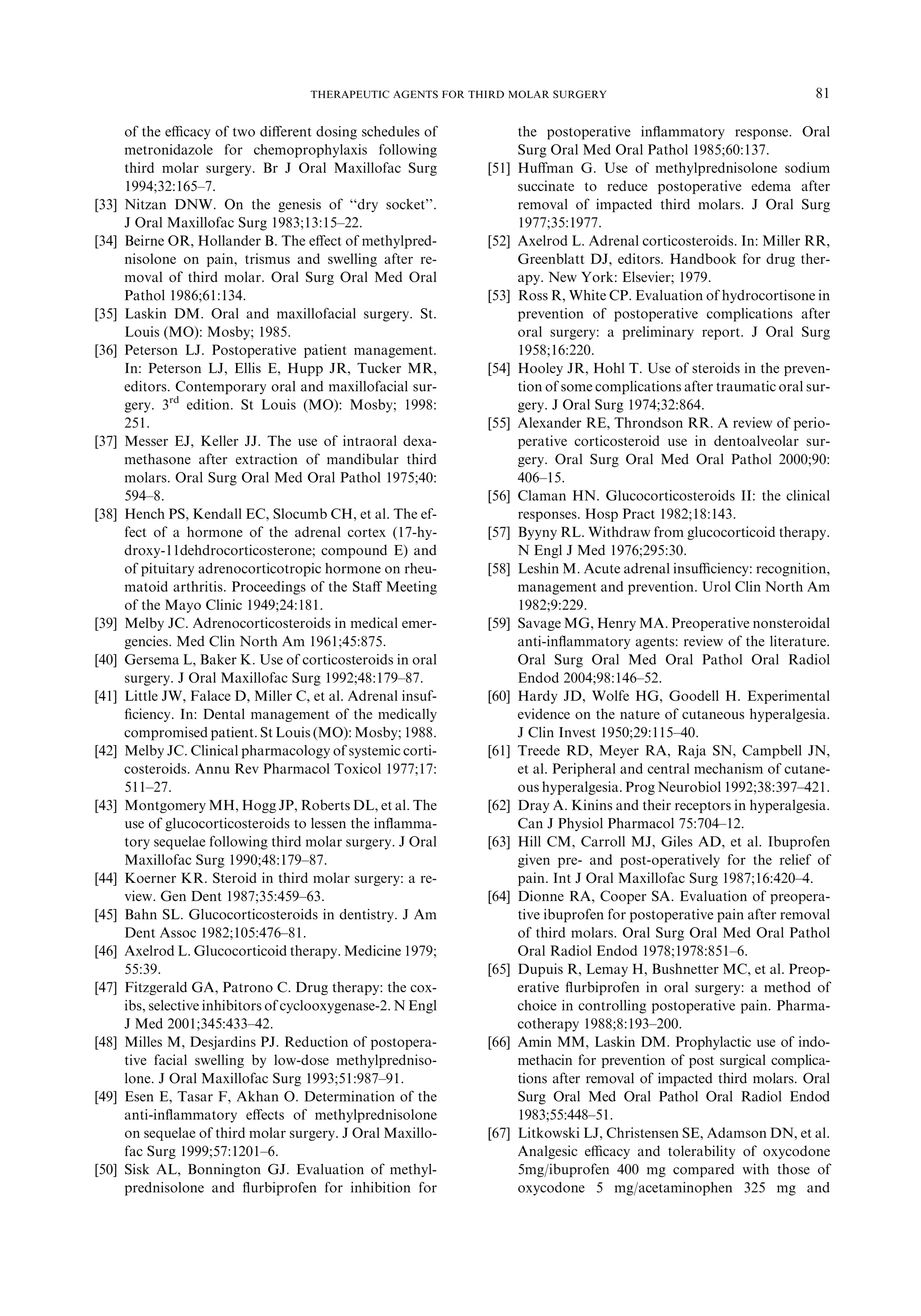 Therapeutic Agents in Perioperative Third Molar Surgical procedures | PDF