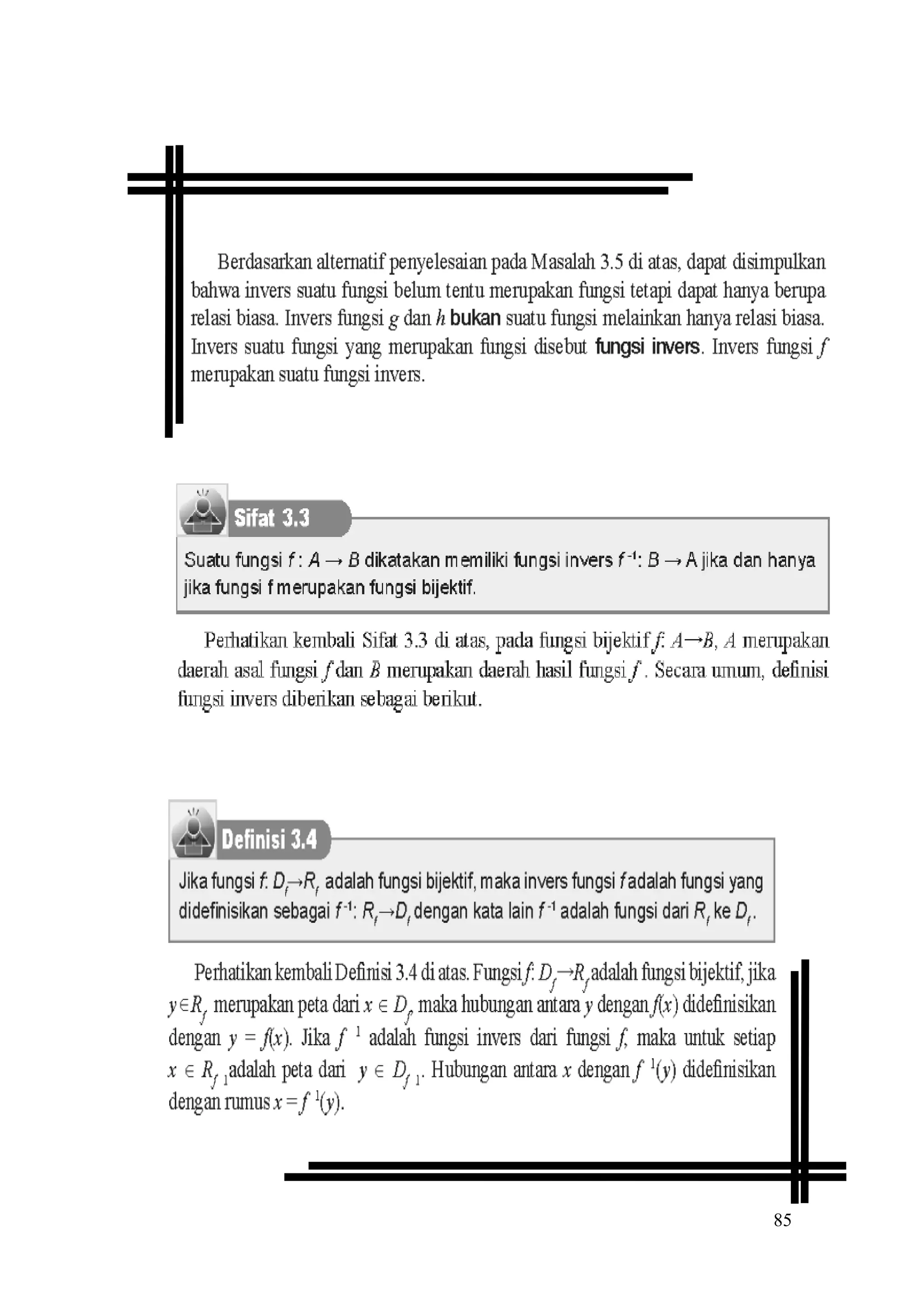 buku ajar materi fungsi invers kelas XI MIA | PDF