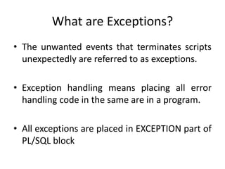 7. exceptions handling in pl | PPT
