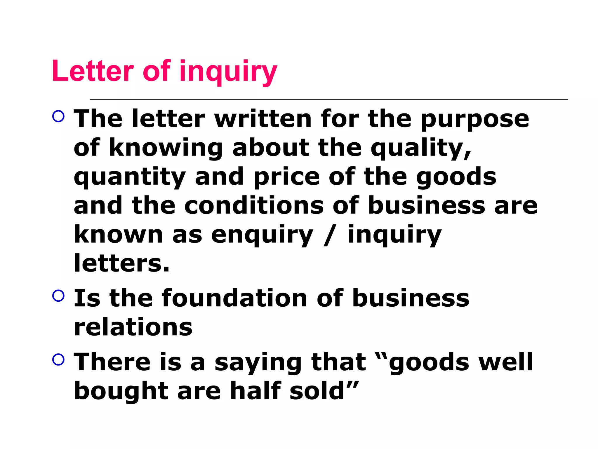 7. letter of inquiry | PPT