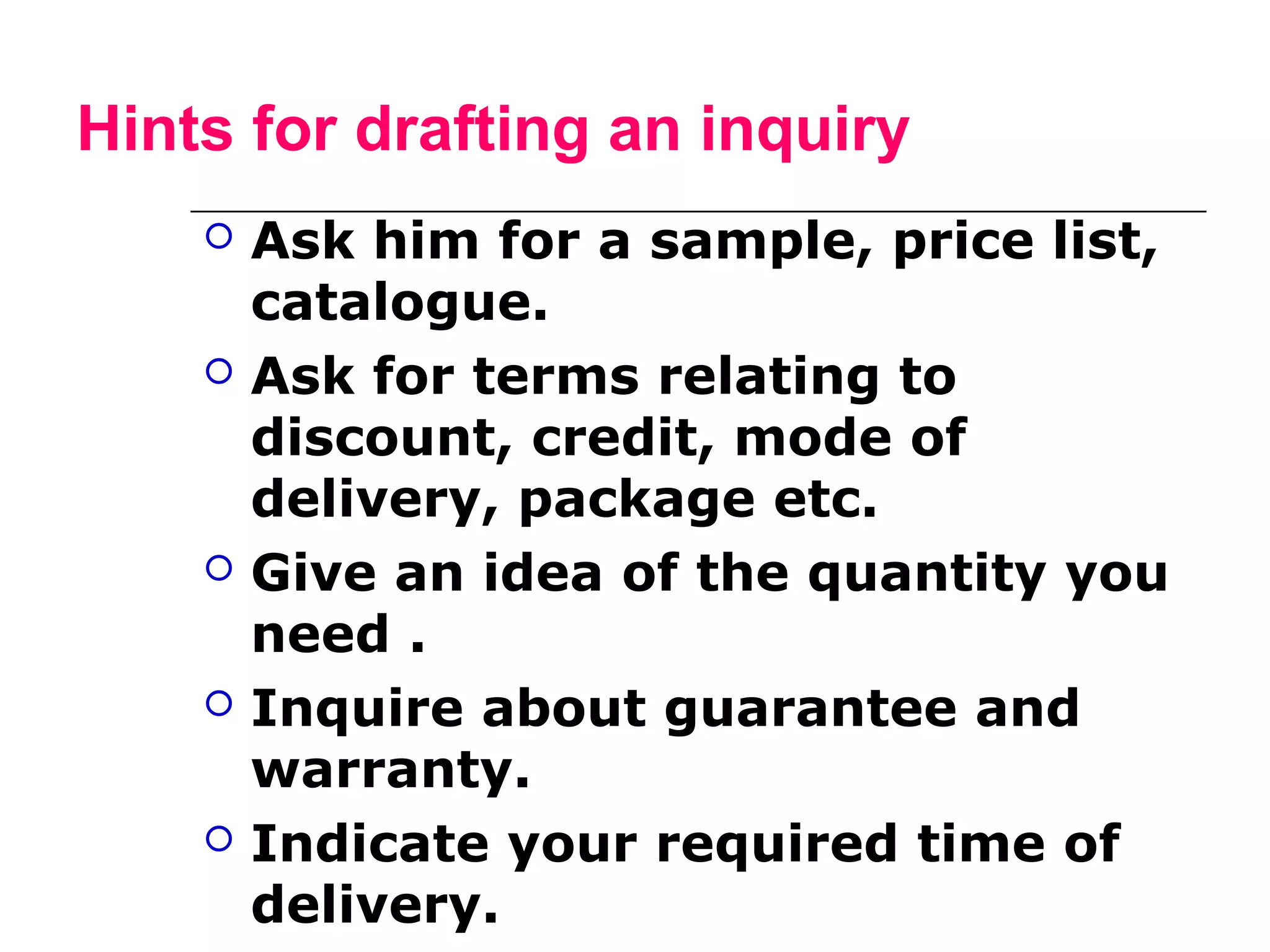 7. letter of inquiry | PPT