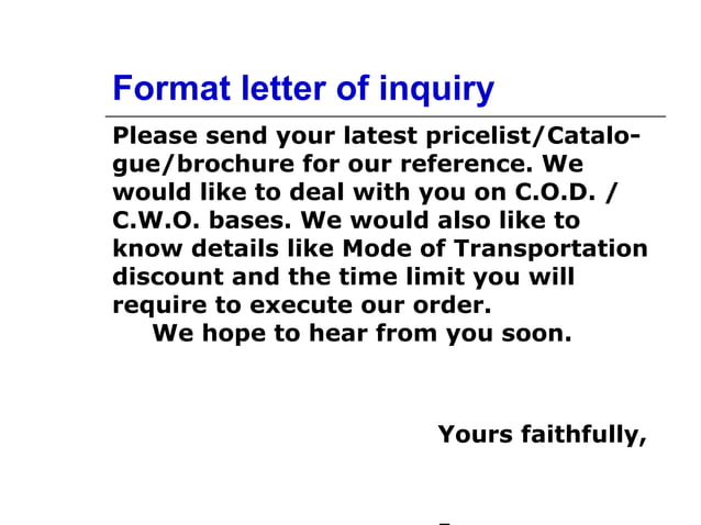 7. letter of inquiry | PPT
