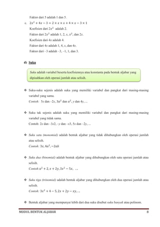 MODUL MENGENAL BENTUK ALJABAR | PDF