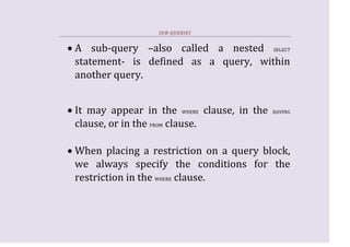 7. Using Sub Queries | PPT