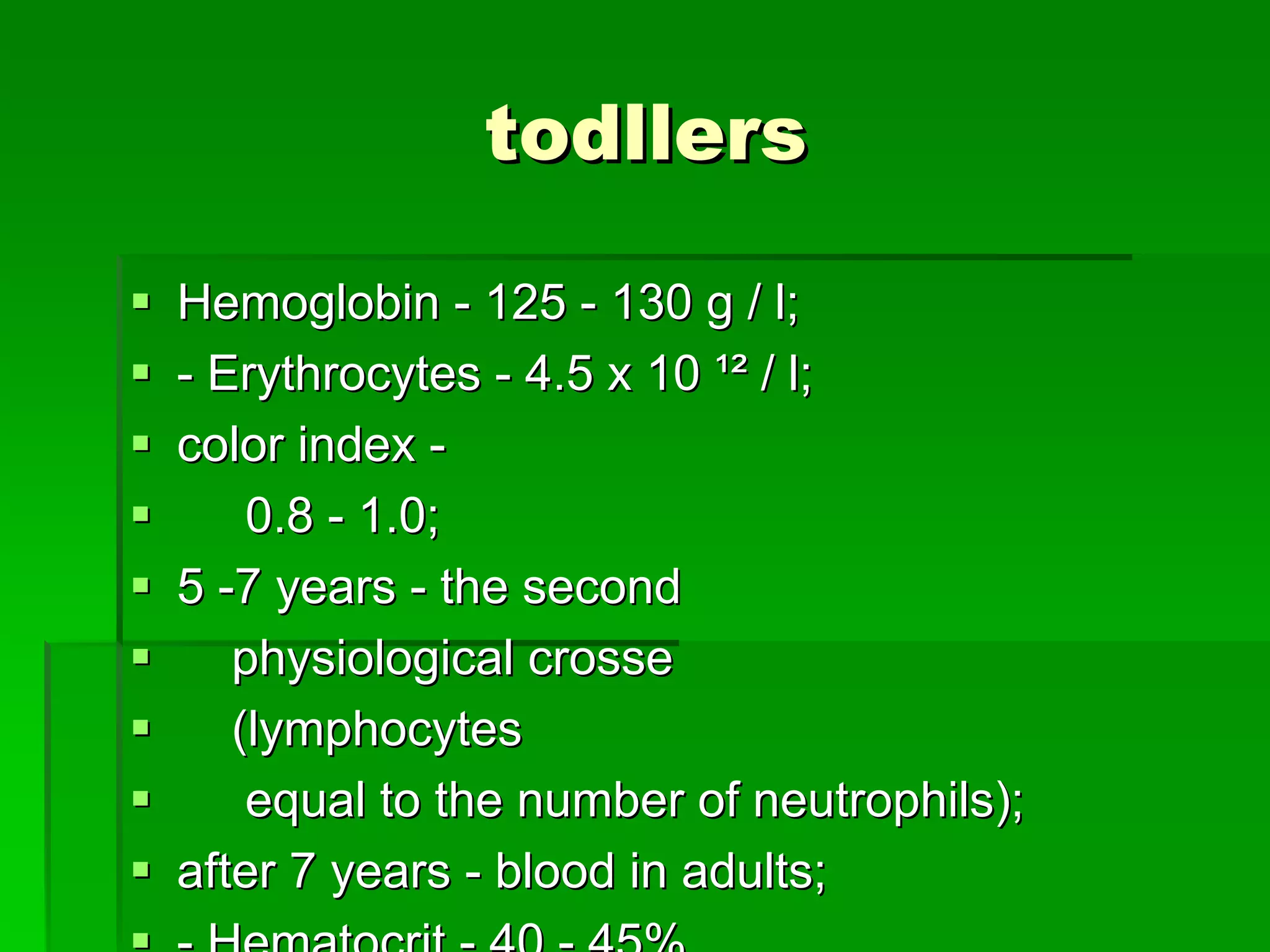 Blood system in children of different age groups | PDF