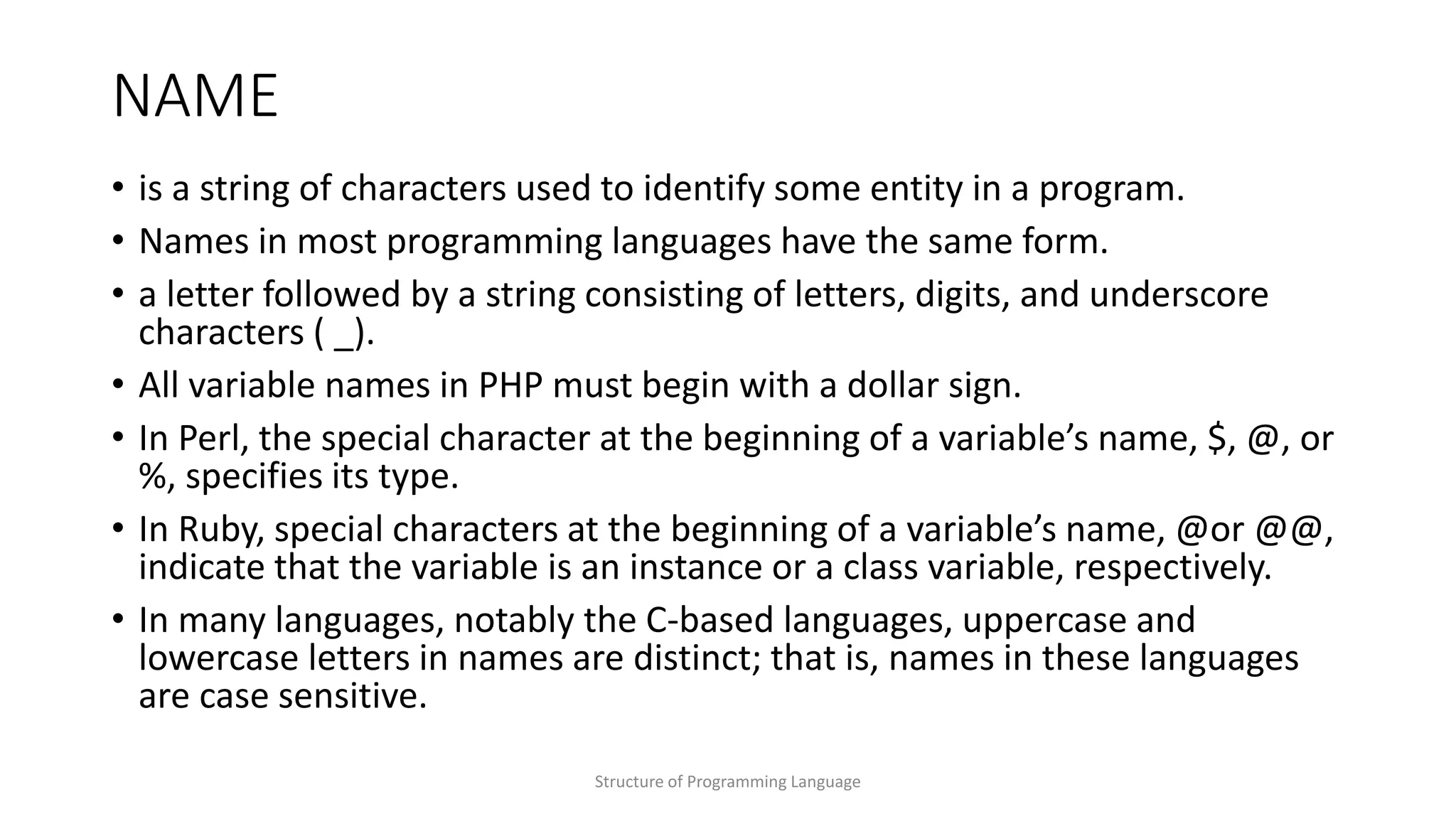 7. name binding and scopes | PPTX | Programming Languages | Computing