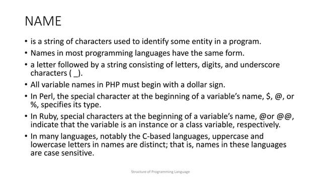 7. name binding and scopes | PPTX | Programming Languages | Computing