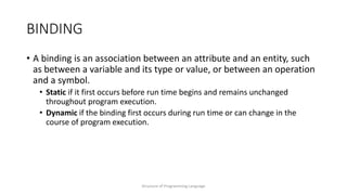 7. name binding and scopes | PPTX | Programming Languages | Computing