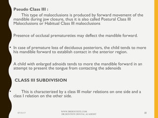 CLASSIFICATION OF MALOCCLUSION | PPT