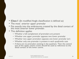 CLASSIFICATION OF MALOCCLUSION | PPT